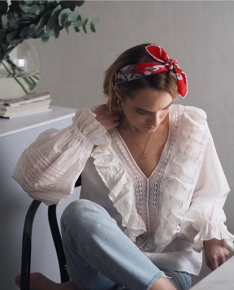 Silk Scarf | Red | Totem Tiger | Shop scarves at emmafallman.com